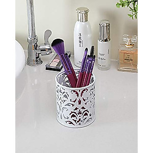 EasyPAG 2 Pack Pen Holder for Desk Premium Metal Pencil Holder Pen Cup Marker Holder Makeup Brush Holders, Desk Accessories & Workspace Organizers for Home, School & Office,White