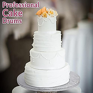 Drum Cake silver 12 inch Round Board, 5 - packs for Heavy Or Multi-Tiered Cakes and a surprise gift. Professional smooth straight edges Cake Board 1/2 polegada thick.