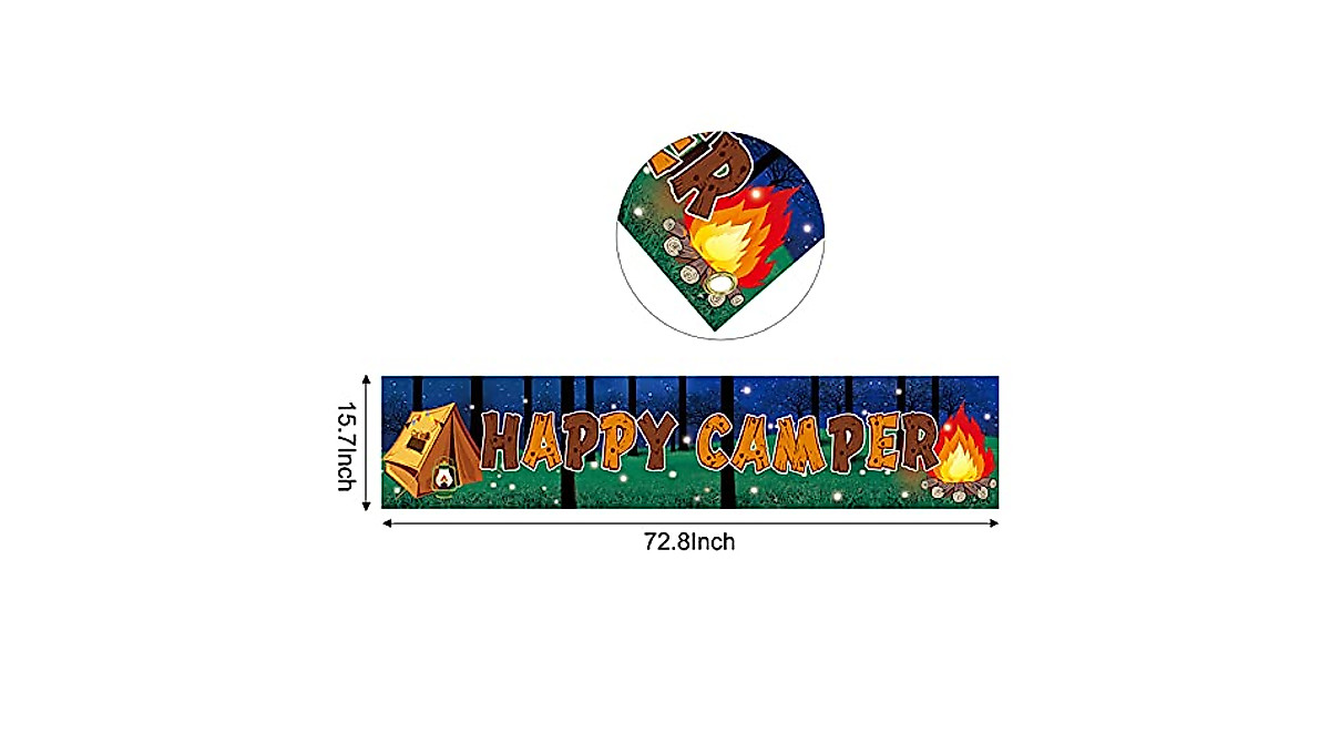Camping Party Decorations - Happy Camper Banner for Outdoor Celebrations