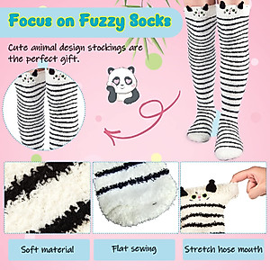 Hercicy 10 Pairs Thigh High Socks Cute Cartoon Thigh High Stockings Women over Knee Fuzzy Socks Winter Leg Warmers, One Size