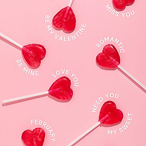 Snacktery Heart Lollipops - 28 Count - Heart-Shaped Valentines Lollipops - Red Valentine Suckers - Strawberry Flavored Heart Suckers - 12 Ounce