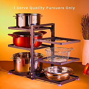 HOYRR Pots and Pans Organizer,Pot Organizer Rack For Under Cabinet,Pan Organizer,6 Tier Bilateral Adjustable Pot Rack,Pot and Pan Organiser For Kitchen Organisation and Storage.(Black)