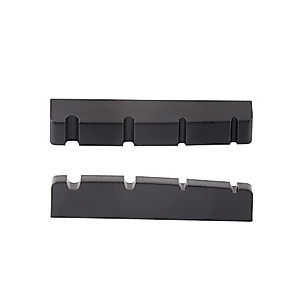 Metallor 4 String Graphite Bass Guitar Nut Pre-Slotted Top Nut Compatible with PB Bass Black 43 x 9 x 6mm Set of 2pcs.