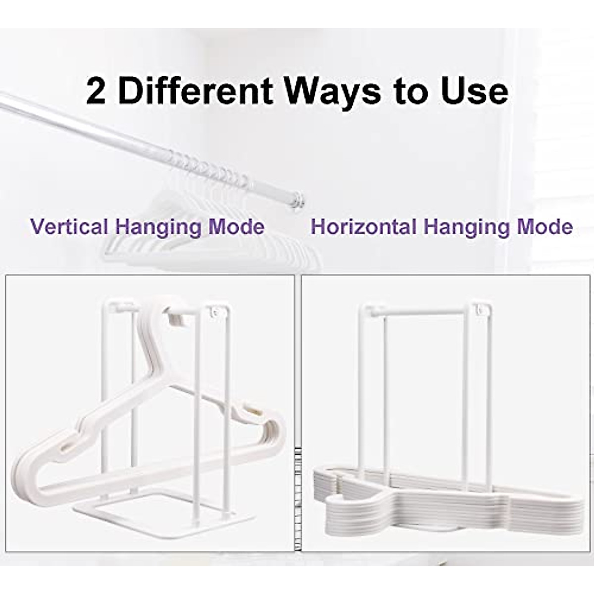 Hanger Organizer, Portable Hanger Stacker, Plastic Hanger Holder, Clothes Hanger Storage Rack Stand for Closet Laundry Room, White