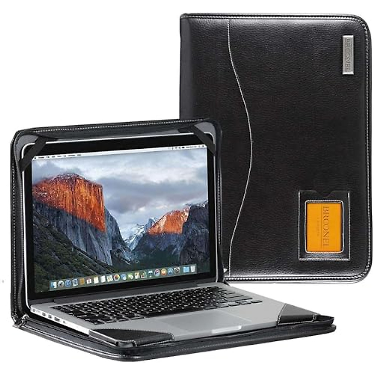 Broonel - Contour Series - Black Heavy Duty Leather Protective Case - Compatible with Dynabook Portégé X40L-K 14" Laptop