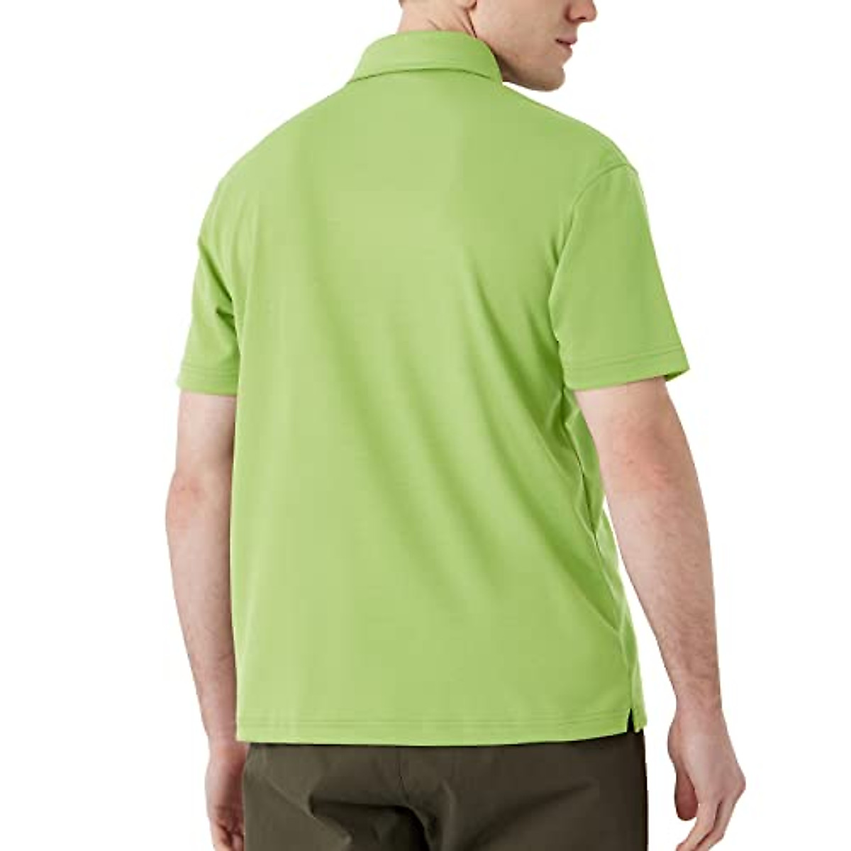 NAVISKIN Men's Short Sleeve Golf Polo Shirts UPF 50+ Quick Dry Outdoor Tactical Shirts Apple Green Size XL