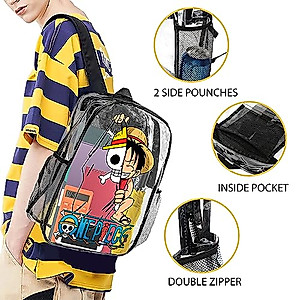 URYLVUG Japanese Anime Clear Backpack, Cosplay PVC Daypack, Heavy Duty See Through Shoulder Bag for Work, Transparent Plastic Bag for Boys Girls-Cute