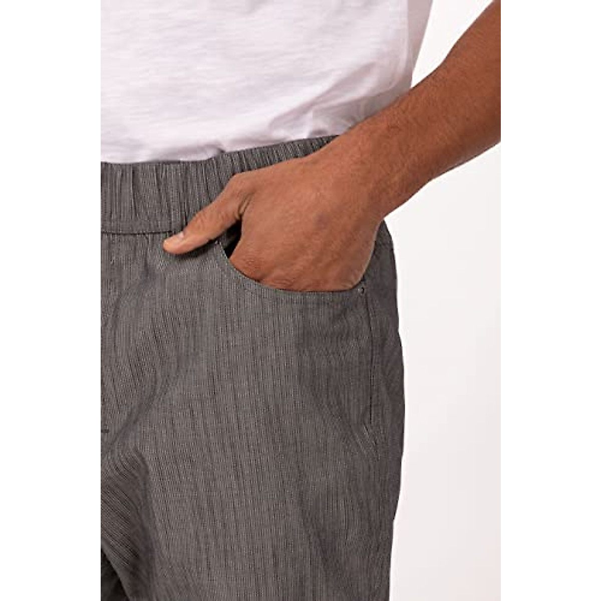 Chef Works Men's Jogger 257 Chef Pants, Black White Stripe, Large