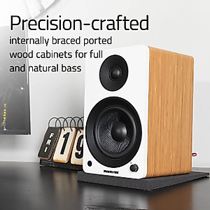 Fluance Ai41 Powered 2-Way 2.0 Stereo Bookshelf Speakers with 5" Drivers, 90W Amplifier for Turntable, TV, PC and Bluetooth 5 Wireless Music Streaming with RCA, Optical, Subwoofer Out (Natural Walnut)