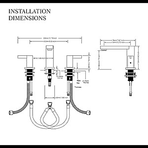 Widespread Bathroom Faucet Black Two Handle Bathroom Faucets for Sink 3 Hole Modern Bathroom Sink Faucet with Supply Hose Bathroom Vanity Faucet Rv Lavatory Vessel Faucet CWF029-BG