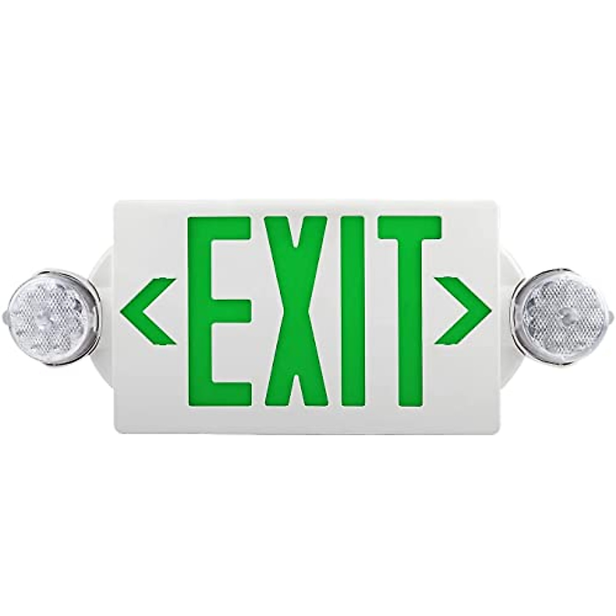 JW LIGHTING LED Exit Signs with Emergency Lights, Double Sided Adjustable LED Emergency Combo Light with Backup Battery, Hard Wired, Commercial Grade, 120-277V, Fire Resistant (UL 924) Green 6 Pack