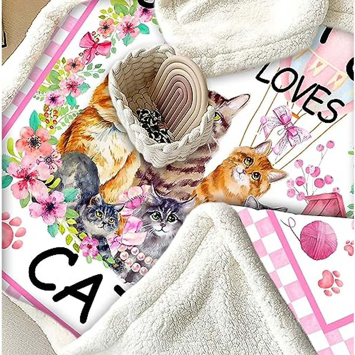 Cat Blanket,Cat Lover Gifts for Women, Blanket Gifts for Cat Lovers,Blanket Throw for Bedroom Sofa Couch Cat Gifts for Girls 50X60inches