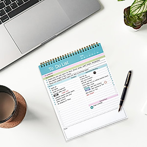 To Do List Notepad, Spiral Bound Undated Daily Planner, 52 Sheets 8.5" X 10.5" Tear Off Task Planning Pad with Checklist, For Work Office Home