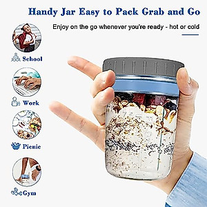 Morandi Overnight Oats Containers with Lids and Spoons 6 Pack, 16 OZ Glass Mason Jars for Overnight Oats Healthy Meal Prep, Oatmeal Container Storage for Cereal Milk Salad Chia Pudding