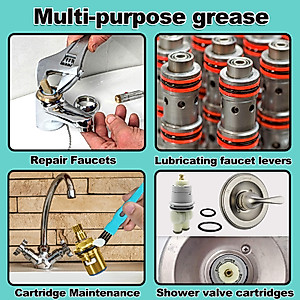 XBVV Silicone Lubricating Grease for Plumber Faucet Rubber Washers Valve O Ring 2-Pack 1 oz Tube with Brush