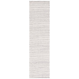 SAFAVIEH Marbella Collection Runner Rug - 2'3" x 9', Grey & Ivory, Handmade Wool, Ideal for High Traffic Areas in Living Room, Bedroom (MRB327F)