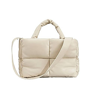 Cotton Down Padded Handbags Quilted Puffy Tote Bag for Women Lightweight Shopping Dating Working Traveling Bag