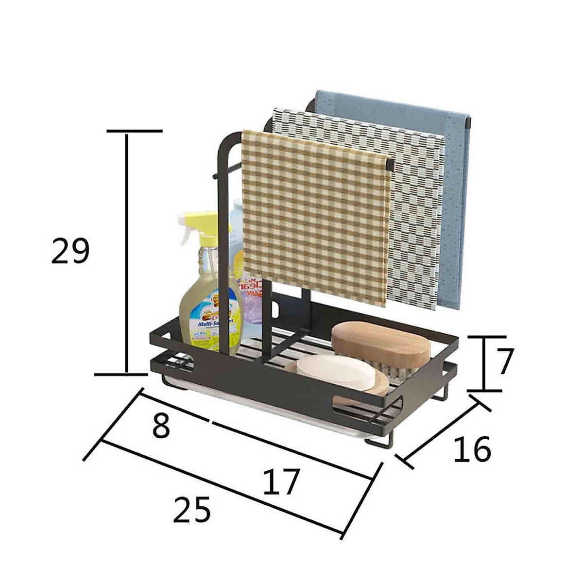 Kitchen Arrangement Rack, Wall-Mounted Countertop Dual-use Sink Storage Rack, with Removable Drain Pan,Black