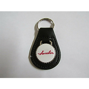 JAVELIN SCRIPT EMBLEM LOGO LEATHER KEYCHAIN - BLACK