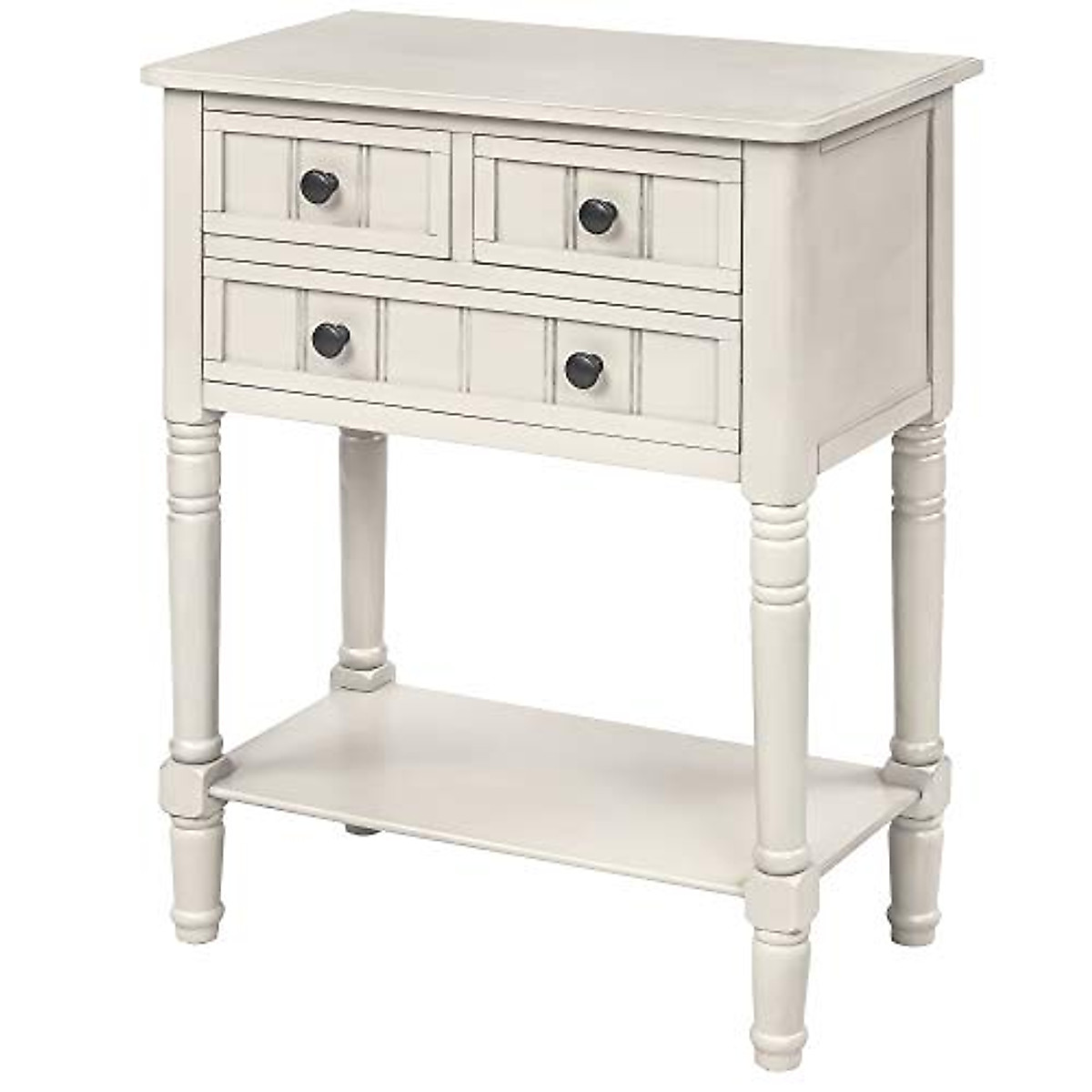 Goohome Narrow Rustic Entryway Console Table,Slim Sofa Table with 4 Drawers and Bottom Shelf for Storage, Large Storage Space for Living Room Hallway Bedroom