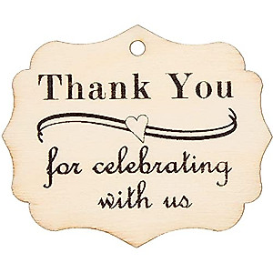 Juvale 100-Pack Wood Thank You Tags with Twine for Wedding and Baby Shower Party Favors, 2 Inches