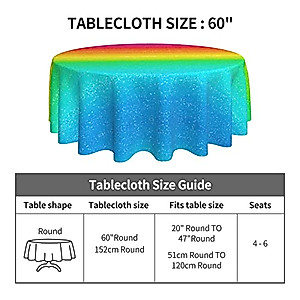 Vodbne Rainbow Round Tablecloth 60 Inch for Indoor and Outdoor, Waterproof Table Cloth Cover Decorative for Kitchen Dining Table, Parties and ​Camping
