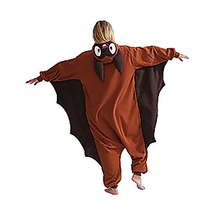 vavalad Adult Bat Onesie Pajamas Animal Cosplay Costume Halloween One-Piece Jumpsuit for women men