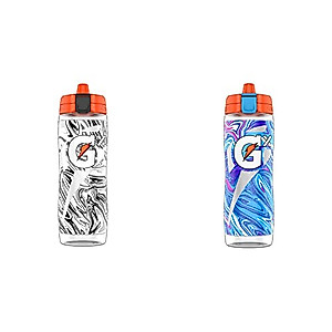 Gatorade Gx Hydration System, Non-Slip Gx Squeeze Bottles, Marble Black & Gx Hydration System, Non-Slip Gx Squeeze Bottles, Marble Blue