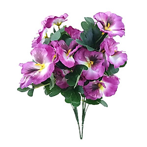 Mynse 2 Pieces 14.1" Silk Pansy Artificial Pansy Flowers for Home Indoor Garden Decoration (Orange)