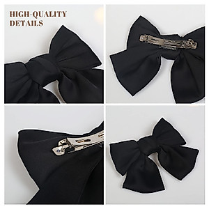 2 Pcs Large Hair Bow Clip Alligator Clips Hair Accessories for Women Girl (Black)