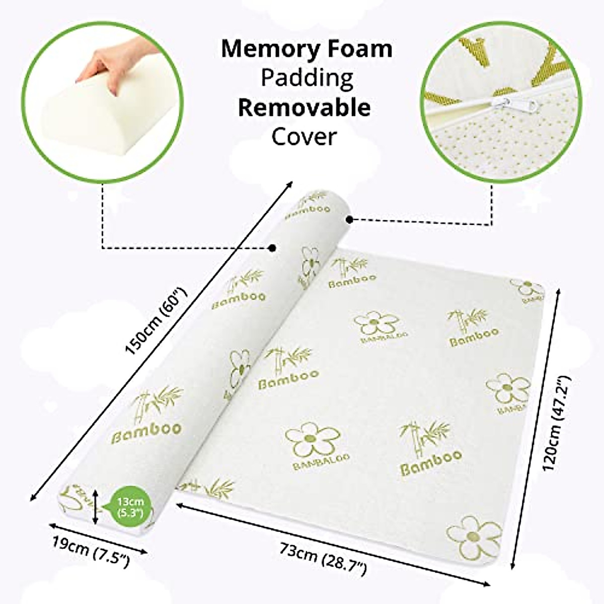 BANBALOO | Bamboo Bed Bumper for Toddlers - Premium Model | XL Bed Barrier with Mattress Cover | Toddler Bed Bumper | Easy Setup and Quick Installation | Queen, King, Twin, Full-Size Bed | Foam