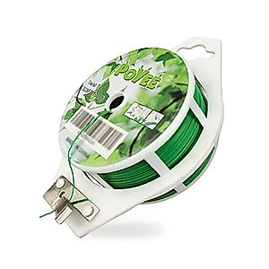 POYEE 328ft (100m) Garden Twist Tie, Green PE Plastic Coated Plant Twist Tie with Cutter for Gardening and Office Organization, Home 1 Pack