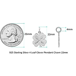 Solid 925 Sterling Silver Textured 4 Leaf Clover Pendant Charm - Jewelry Gifts For Women Wife Mom Gifts For Men Husband Dad