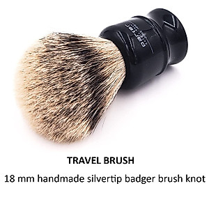 Parker,100% Silvertip Travel Shave Brush with Case, Black - Also Great for Everyday Use!