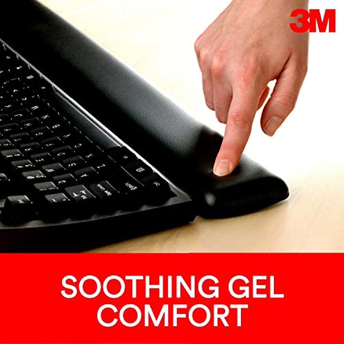 Keyboard Wrist Rest Gel Black Leatherette Kp200le