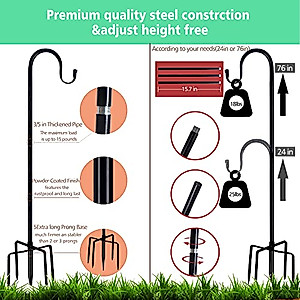 Shepherds Hook 76 inch, Heavy Duty Wrought Iron Shepherd Hooks 2 Pack Bird Feeder Hanger Pole for Outdoor Hanging Adjustable Shepherds Hooks Can Used for Garden Decorative,Solar Lights Hook