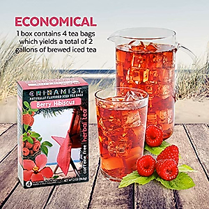 China Mist Iced Tea – Berry Hibiscus Herbal Tea Infusion – Refreshing and Delicious – Each Tea Bag Yields 1/2 Gallon – 4 bags.