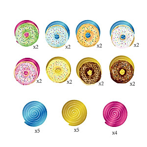 CC HOME 30Pack Donut Cake Hanging Swirls Doughnut Dessert Ceiling Streamer Birthday Party Decorations Donut Themed Party Favors for Holiday Baby Shower Home Decoration Party Supplies