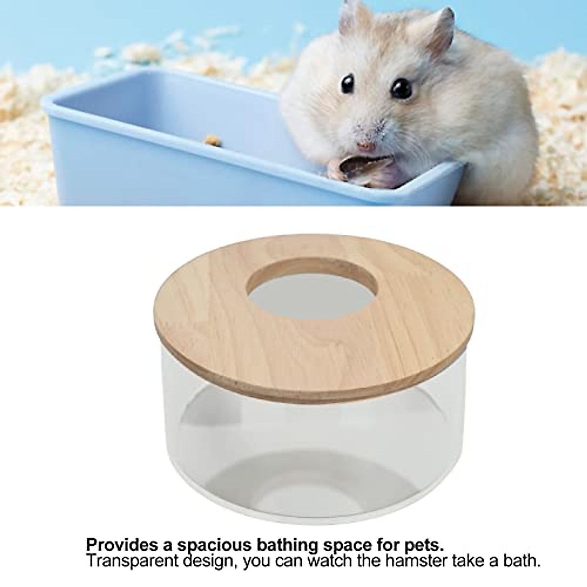 Hamster Sand Bathtub Transparent Acrylic Sand Bathroom Small Pet Bath Box for Hamsters Mice Lemming Gerbils or Other Small Pets(S)