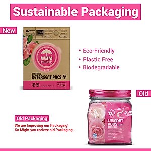 Natural Solution 5-in-1 Laundry Pods, Total 96 Count, Ultra Concentrate with Powerful Stain Lifter Technology, Fabric Softener With Rose Extracts, Detergent Pods, 32 Count/Each (Pack of 3)
