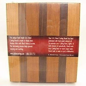 B merry Studios Alaska Ulu Alder Walnut Stripe Wood Chopping Bowl board Top Slot