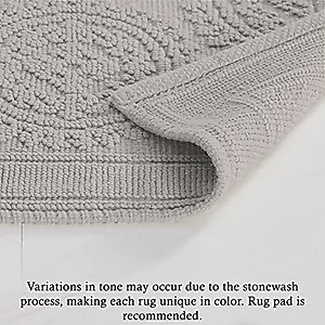 Jean Pierre New York Cotton StoneWash Medallion 17x24/20x32 in. 2-Piece Bath Rug Set, Taupe Gray