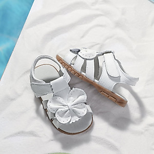 Femizee Toddler Girls Leather Summer Flower Sandals,Whtie Butterfly,1537 CN28