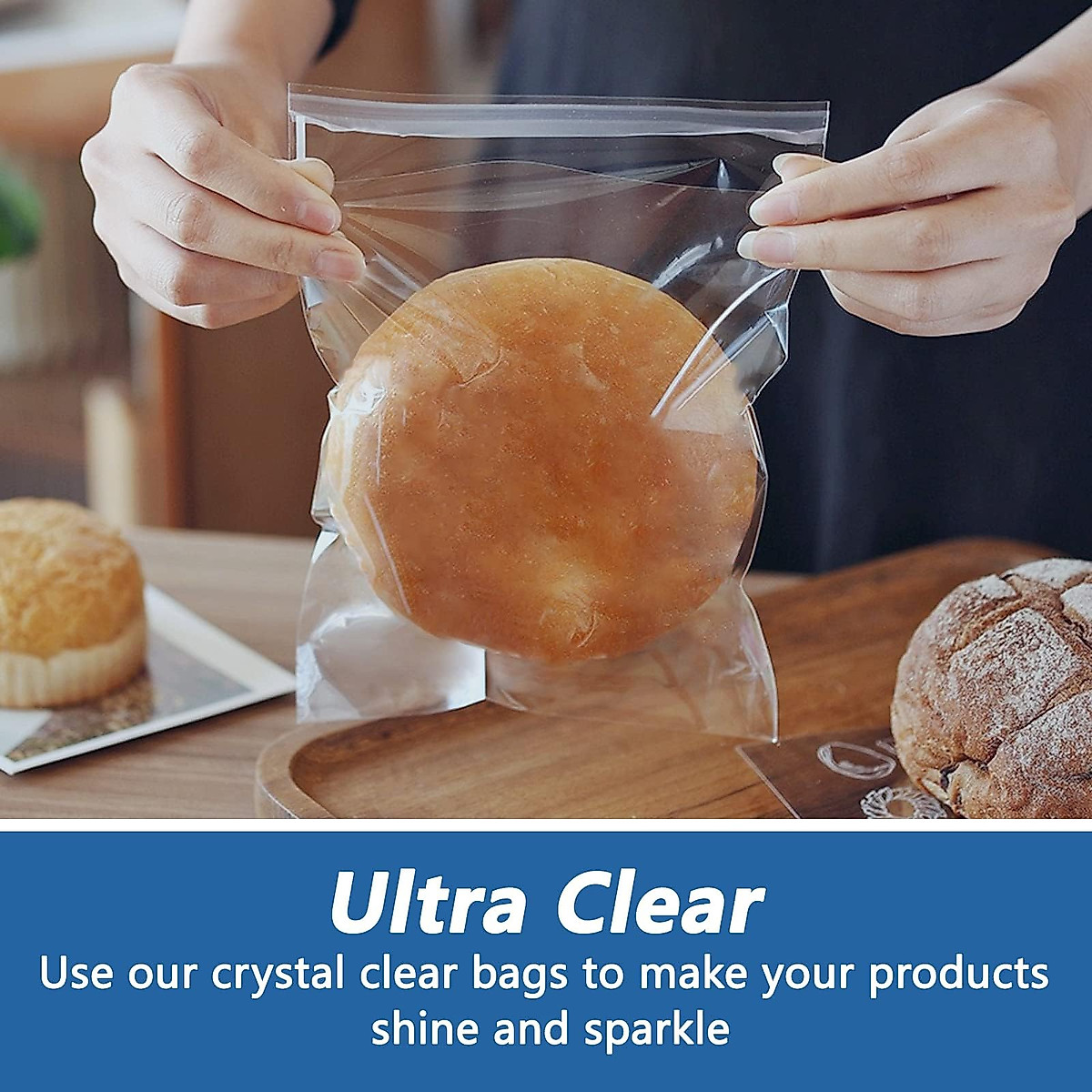 WEPOLY - 4" x 6" (100 Count) Clear Small Cellophane Bags - Self Sealing Cello Plastic Poly Bags- for Photo, Jewely, Bakey, Treats, Candies