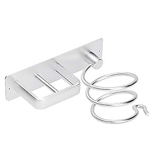 Mumusuki Aluminum Wall Mounted Punch Shelf Hair Dryer Storage Rack Organizer Holder Stand for Bathroom Silver