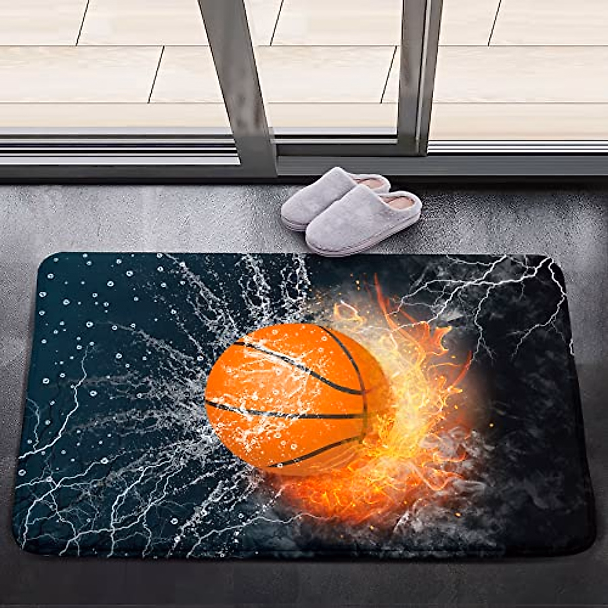 kodhyvj Black Sport Rugs Basketball Rug for Boys Bedroom Basketball Room Decor Playroom Rug for Living Room Bedroom Decor, 2'x3'