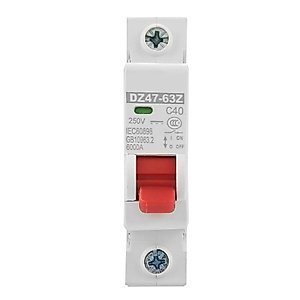 DC Circuit Breaker, DZ47-63Z-1P 40A Miniature Circuit Breaker Leakage Protection Air Switch Din Rail Installation for Solar System Power Generation System