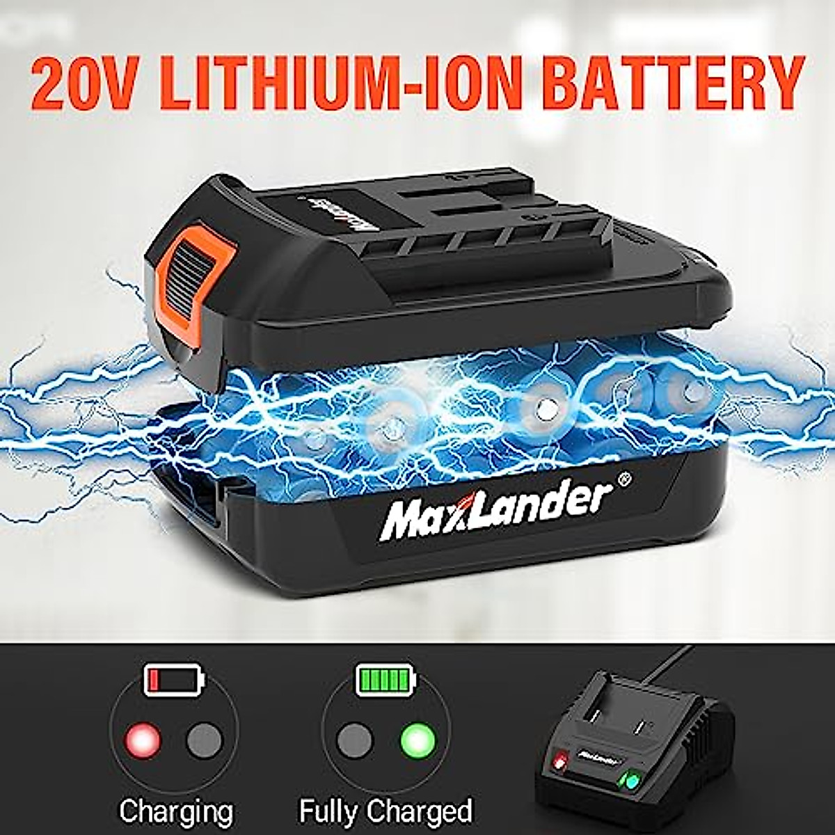 Cordless Drill, Maxlander 20V 1/2'' Drill Set with 1.5Ah Battery and Charger, Power Drill Cordless for Concrete Wall, Wood, Metal - Variable Speed