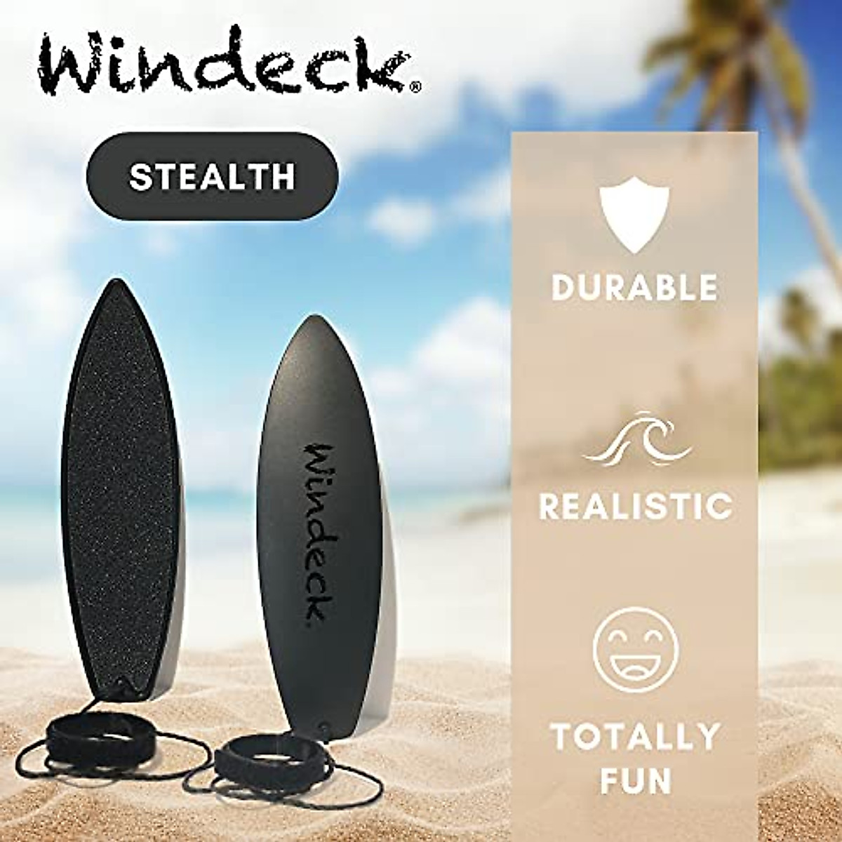 Windeck Finger Surfboard - Rad Fingerboard Toy - Surf The Wind - Mini Board for Kids and Surfers Looking to Hone Their Surfer Skills (Stealth)