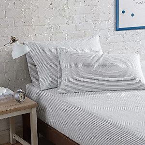 Nautica - Full Sheet Set, Deep Pocket Fitted Sheet and Pillowcase Set, Casual Home Decor (Skinny Yacht Stripe Grey, Full)